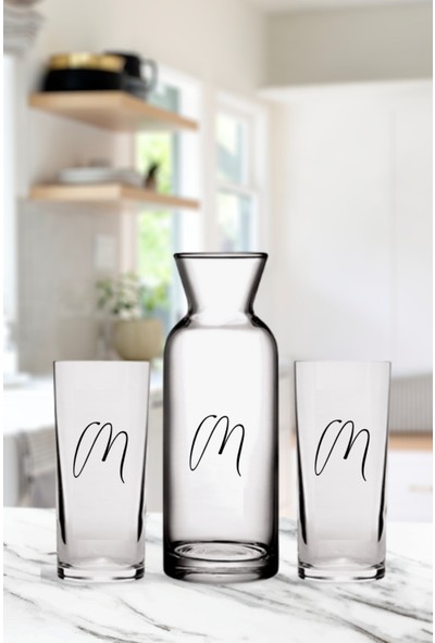 Paşabahçe Çıkmayan Baskılı Harfli Rakı Karaf + Rakı Bardağı Seti