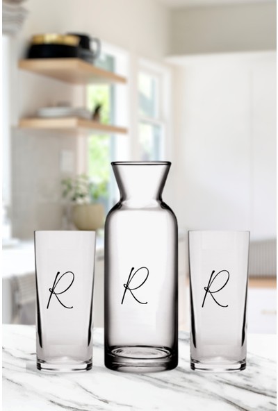 Paşabahçe Çıkmayan Baskılı Harfli Rakı Karaf + Rakı Bardağı Seti