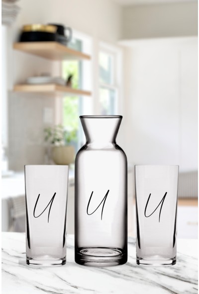 Paşabahçe Çıkmayan Baskılı Harfli Rakı Karaf + Rakı Bardağı Seti