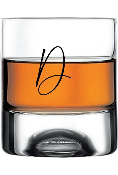 Paşabahçe D Harfli Yazılı Çıkmayan Baskılı Viski Bardağı Kadehi