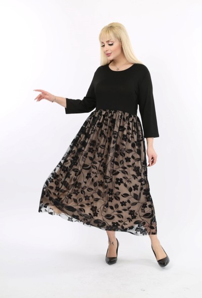 Modayız Büyük Beden Uzun Esnek Elbise 30Y-2134 Modayız Büyük Beden Uzun Esnek Elbise 30Y-2134