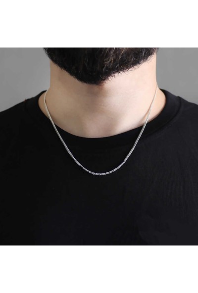 Nipora 925 Ayar Gümüş 50 cm 60 Mikron Gurmet  gümüş Erkek Zincir Kolye Nipora 925 Ayar Gümüş 50 cm 60 Mikron Gurmet  gümüş Erkek Zincir Kolye