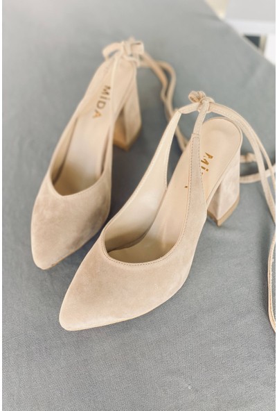 Mida Shoes Ten Süet Bağıcıklı Topuklu Ayakkabı Mida Shoes Ten Süet Bağıcıklı Topuklu Ayakkabı