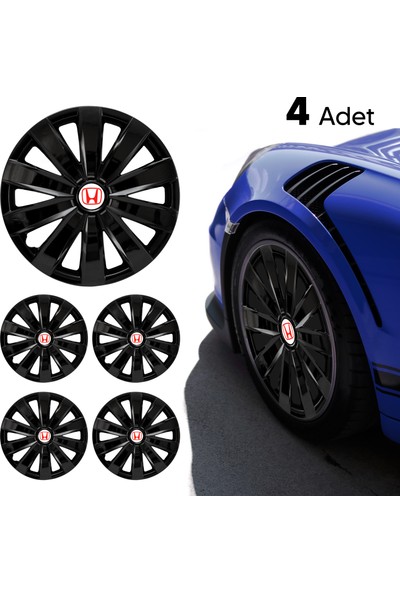 Neriman Otomotiv Honda 15 inç Uyumlu Jant Kapağı 4'lü Takım Siyah 9815