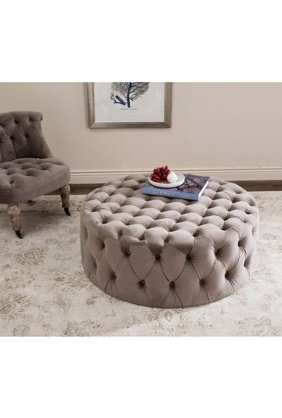 Eriza Home 70 x 70 cm Yuvarlak Chester Puf Nescafe