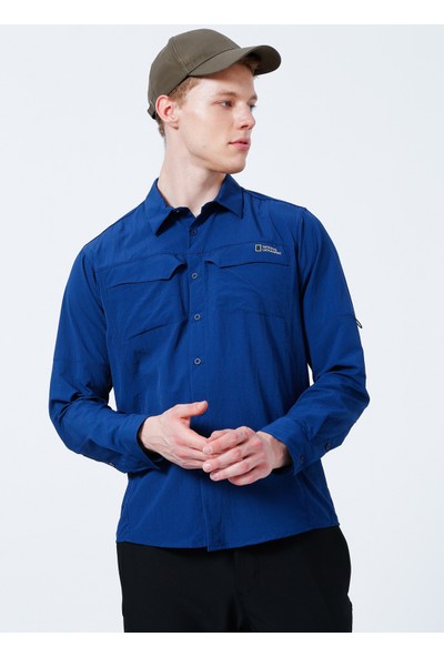 National Geographic Shade Regular FitDüz Lacivert Erkek Gömlek National Geographic Shade Regular FitDüz Lacivert Erkek Gömlek