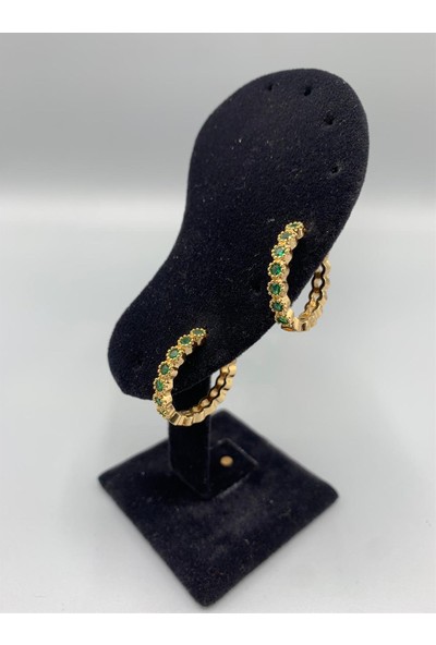 Bujiteri Dükkanı Gold Renk Zircon Taşlı Yeşil Zümrüt Küpe Bujiteri Dükkanı Gold Renk Zircon Taşlı Yeşil Zümrüt Küpe