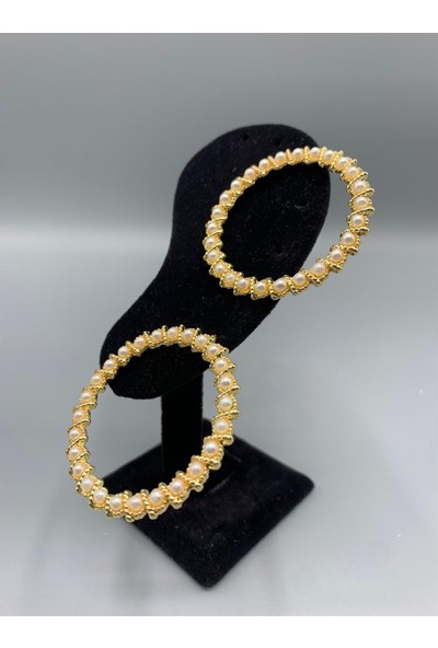 Bujiteri Dükkanı Gold Renk Yuvarlak Inci Taşlı Halka Küpe Bujiteri Dükkanı Gold Renk Yuvarlak Inci Taşlı Halka Küpe