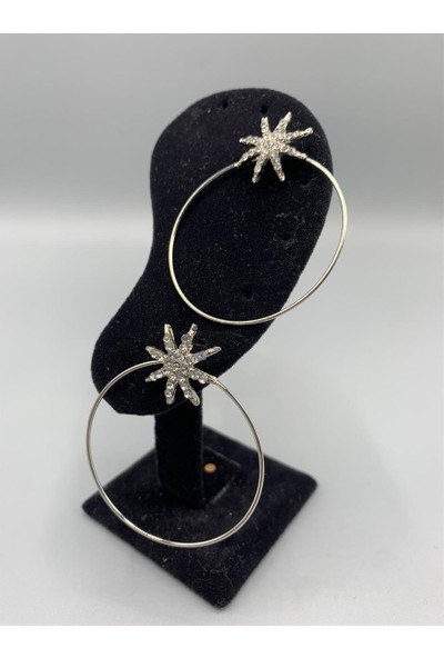 Bujiteri Dükkanı Gümüş Renk Zirkon Taşlı Ince Yuvarlak Abiye Küpe Bujiteri Dükkanı Gümüş Renk Zirkon Taşlı Ince Yuvarlak Abiye Küpe