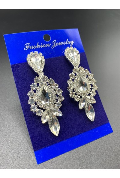 Bujiteri Dükkanı Beyaz Zümrüt Taşlı Damla Figürlü Abiye Küpe Bujiteri Dükkanı Beyaz Zümrüt Taşlı Damla Figürlü Abiye Küpe