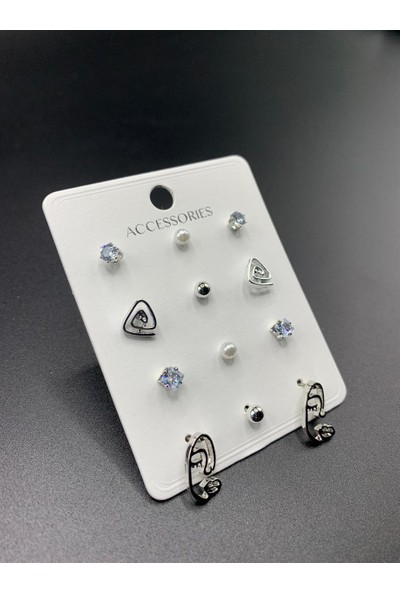 Bujiteri Dükkanı Gümüş Renk ve Incili Yüz Oniki Adet Damla Set Küpe Bujiteri Dükkanı Gümüş Renk ve Incili Yüz Oniki Adet Damla Set Küpe