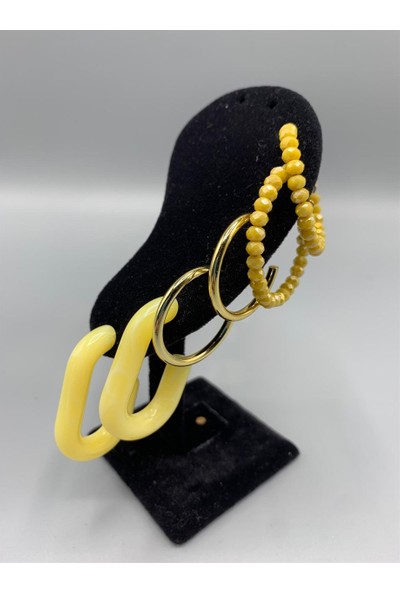 Bujiteri Dükkanı Sarı Renk Boncuklu ve Sıfır Set Küpe Bujiteri Dükkanı Sarı Renk Boncuklu ve Sıfır Set Küpe