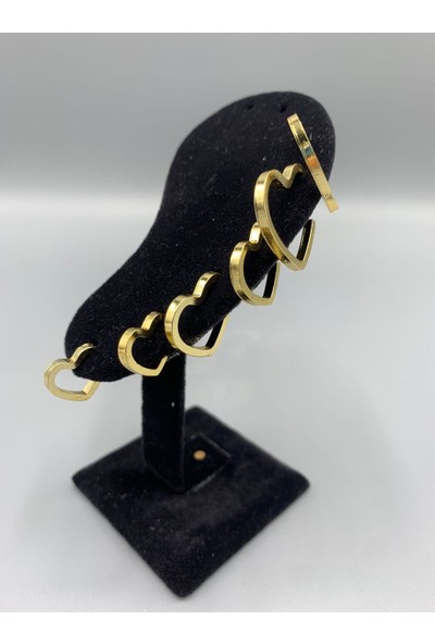 Bujiteri Dükkanı Gold Renk Üç Boy Kalp Set Küpe Bujiteri Dükkanı Gold Renk Üç Boy Kalp Set Küpe