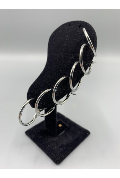 Bujiteri Dükkanı Gümüş Renk Yuvarlak Tek Boy Set Küpe