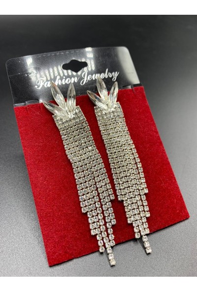 Bujiteri Dükkanı Zümrüt Taşlı ve Zirkon Taşlı Uzun Sallanır Abiye Küpe Bujiteri Dükkanı Zümrüt Taşlı ve Zirkon Taşlı Uzun Sallanır Abiye Küpe