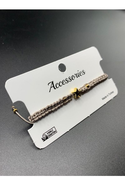 Bujiteri Dükkanı Gri Renk Ipli Küçük Yıldız Figürlü Bileklik
