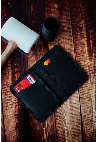 Brown Art Craft Brownartcraft Hakiki Deri Dikey Erkek Siyah Kartlık Pratik Cüzdan