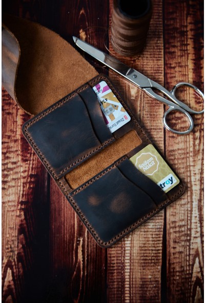 Brown Art Craft Brownartcraft Hakiki Deri Dikey Erkek Kahverengi Kartlık