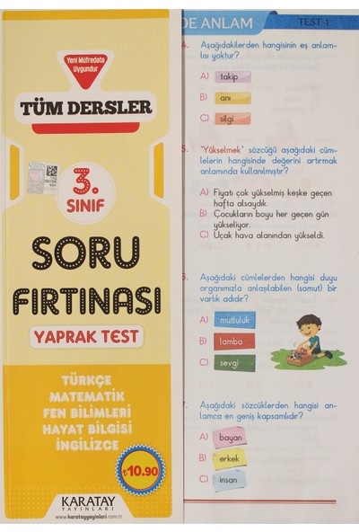 Karatay Yayınları 3. Sınıf Tüm Dersler Yaprak Test - Kolektif Karatay Yayınları 3. Sınıf Tüm Dersler Yaprak Test - Kolektif