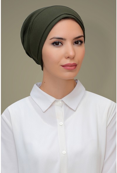 Hürrem Bone Haki Pratik Hazır Geçmeli Tesettür Bone Petekli Mevsimlik Sade 1861_09 Hürrem Bone Haki Pratik Hazır Geçmeli Tesettür Bone Petekli Mevsimlik Sade 1861_09