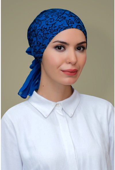 Hürrem Bone P. Mavisi Pratik Hazır Geçmeli Tesettür Bone Jakarlı Desenli Güllü 1202_17 Hürrem Bone P. Mavisi Pratik Hazır Geçmeli Tesettür Bone Jakarlı Desenli Güllü 1202_17