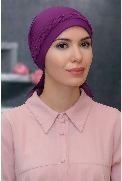 Hürrem Bone Şarabi Pratik Hazır Geçmeli Tesettür Bone Sandy Kumaş Örgülü Güllü 1203_08 Hürrem Bone Şarabi Pratik Hazır Geçmeli Tesettür Bone Sandy Kumaş Örgülü Güllü 1203_08