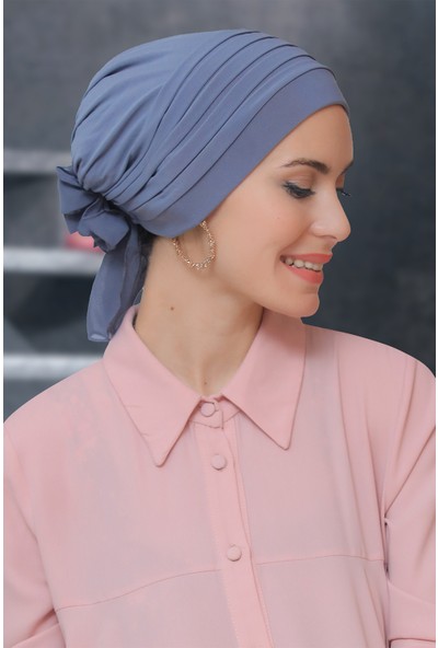 Hürrem Bone Gri Pratik Hazır Geçmeli Tesettür Bone Sandy Kumaş Pileli Nervürlü Güllü 1806_15 Hürrem Bone Gri Pratik Hazır Geçmeli Tesettür Bone Sandy Kumaş Pileli Nervürlü Güllü 1806_15