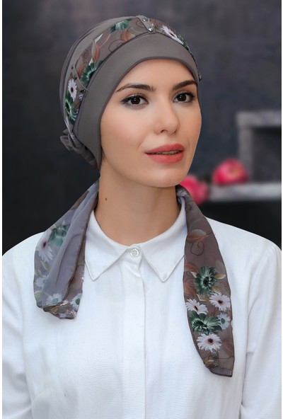 Hürrem Bone Vizon Pratik Hazır Geçmeli Tesettür Bone Sandy Kumaş Desenli Şifon Kemerli 1305D_10 Hürrem Bone Vizon Pratik Hazır Geçmeli Tesettür Bone Sandy Kumaş Desenli Şifon Kemerli 1305D_10