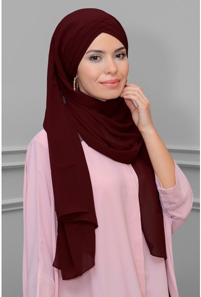 Hürrem Bone Bordo Arkadan Bağlamalı Şal Şifon Çapraz Üç Bantlı 1457_16 Hürrem Bone Bordo Arkadan Bağlamalı Şal Şifon Çapraz Üç Bantlı 1457_16