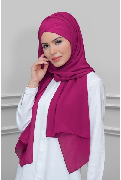 Hürrem Bone Fuşya Pratik Hazır Geçmeli Bone Şal Şifon Kendinden Topuzlu Tek Bantlı 1453_20 Hürrem Bone Fuşya Pratik Hazır Geçmeli Bone Şal Şifon Kendinden Topuzlu Tek Bantlı 1453_20
