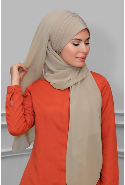 Hürrem Bone Bej Arkadan Bağlamalı Şal Şifon Çapraz Bantlı Drapeli 1911_12 Hürrem Bone Bej Arkadan Bağlamalı Şal Şifon Çapraz Bantlı Drapeli 1911_12