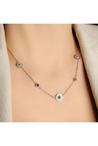 Lekka Design Nazar Boncuklu Daire Kararmaz Çelik Kadın Kolye Lekka Design Nazar Boncuklu Daire Kararmaz Çelik Kadın Kolye