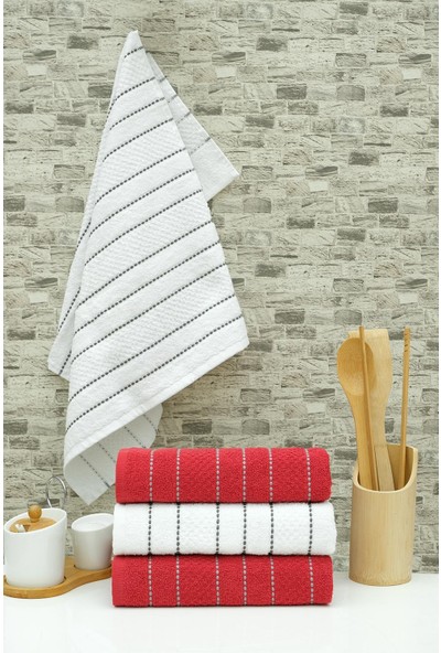 Woop Home 4'lü 40X60 Pirinç Bordürlü Mutfak Havlusu Woop Home 4'lü 40X60 Pirinç Bordürlü Mutfak Havlusu