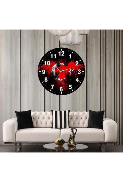 Kartal Ay Yıldız, Türk Bayrağı, Kuş Uv Flatbed Baskılı Duvar Saati Kartal Ay Yıldız, Türk Bayrağı, Kuş Uv Flatbed Baskılı Duvar Saati