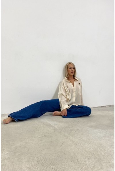 BY H Wide Leg Jean Pantolon-Mavi