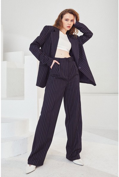 Çizgili Ikili Takım-Füme Hardal