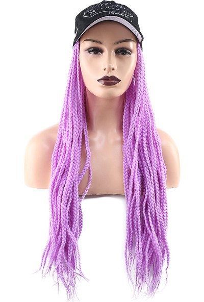 Daha Yok Mu Siyah Şapkalı Örgü Peruk - Lila