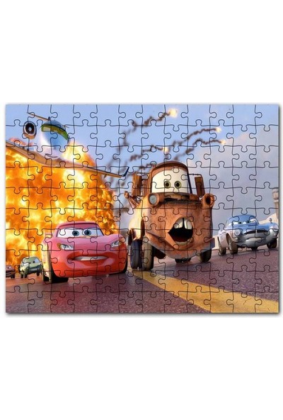 Cakapuzzle Disney Cars Şimşek Mcqueen ve Mater 120 Parça Puzzle Yapboz Mdf (Ahşap)