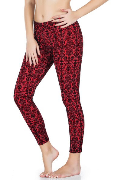 Alışveriş Gezegenim Varak Desenli Kadın Tayt 457 - Bordo, S/m