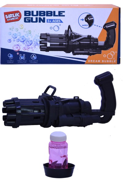 Köpük Tabancası Baloncuk Çıkaran Yapan Oyuncak 20CM Siyah