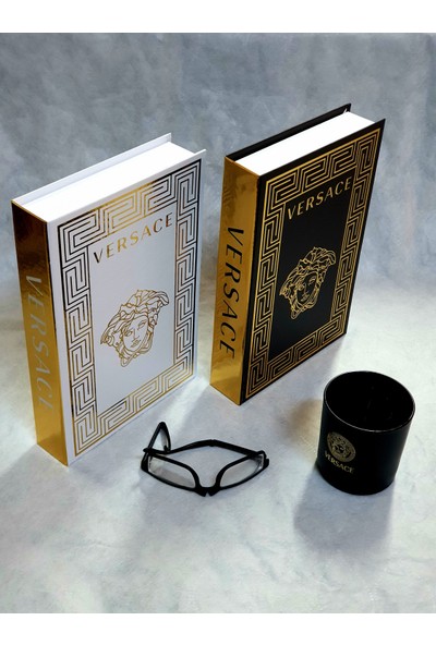 Dekoratif Kutu 2'li Set Versace Altın Set Kitap Kutu Set Dekoratif Kutu 2'li Set Versace Altın Set Kitap Kutu Set