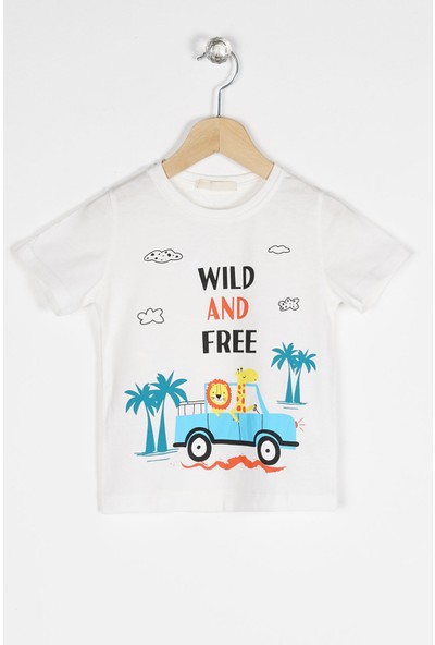 Zepkids Erkek Çocuk Wild And Araba Baskılı Tshirt 1-4 Yaş