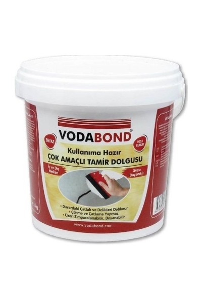 Vodabond Kullanıma Hazır Çok Amaçlı Tamir Dolgusu Beyaz 1 kg Vodabond Kullanıma Hazır Çok Amaçlı Tamir Dolgusu Beyaz 1 kg