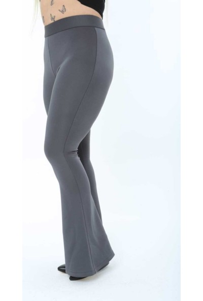 My Üçöz Kadın Ispanyol Paça Beli Lastikli Örme Pantolon