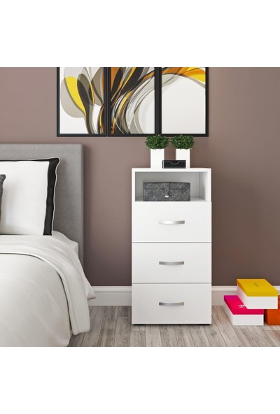 Era Home Erahome 3 Çekmeceli Tek Bölmeli Şifonyer Beyaz