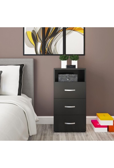 Era Home Erahome 3 Çekmeceli Tek Bölmeli Şifonyer Siyah Era Home Erahome 3 Çekmeceli Tek Bölmeli Şifonyer Siyah