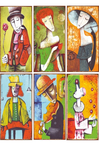 Hayat Poster Sanatsal Illustrasyon 6lı Mini Ahşap Poster Seti Hayat Poster Sanatsal Illustrasyon 6lı Mini Ahşap Poster Seti