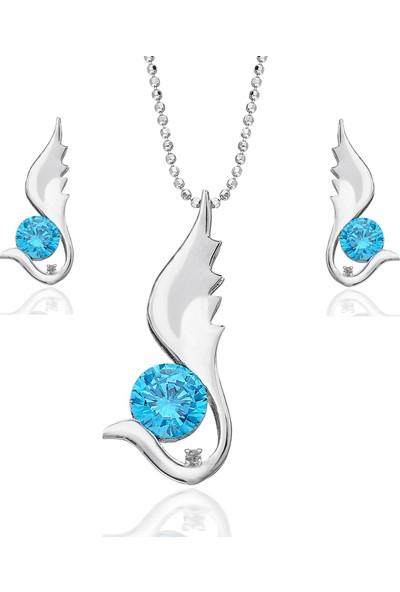 Chavin Topaz Melek Kanadı 0.04 Carat Pırlanta Gümüş Kolye Küpe Seti ER25 Chavin Topaz Melek Kanadı 0.04 Carat Pırlanta Gümüş Kolye Küpe Seti ER25