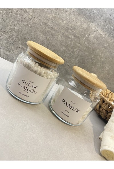 Bambu Kapam Cam Kulak Pamuğu ve Pamuk Kavanozu/kutusu 500ML Bambu Kapam Cam Kulak Pamuğu ve Pamuk Kavanozu/kutusu 500ML