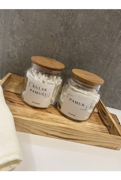Ahşap Kapak Cam Kulak Pamuğu ve Pamukluk 500 ml Ahşap Kapak Cam Kulak Pamuğu ve Pamukluk 500 ml